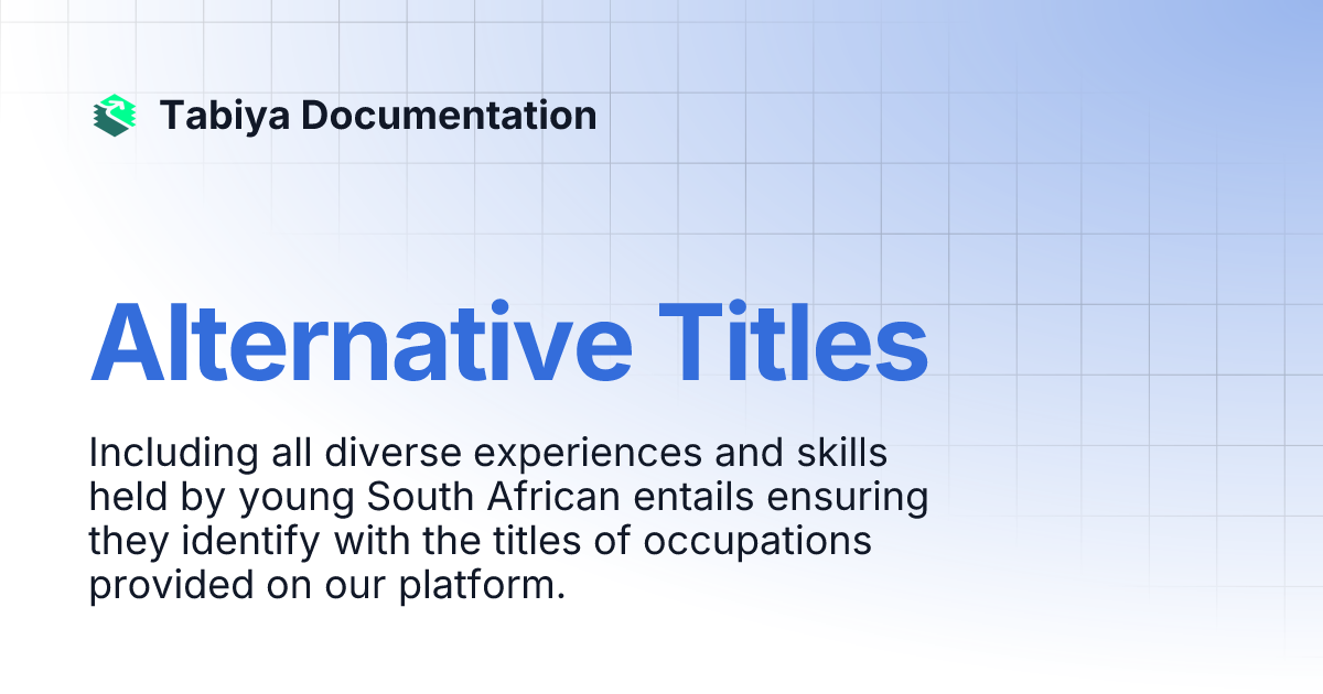Alternative Titles | Tabiya Documentation